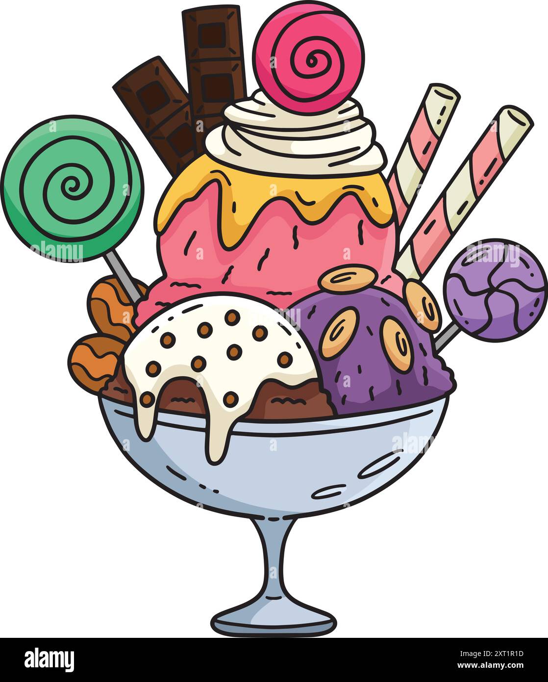 Ice Cream Parfait Cartoon Colored Clipart Stock Vector Image & Art - Alamy