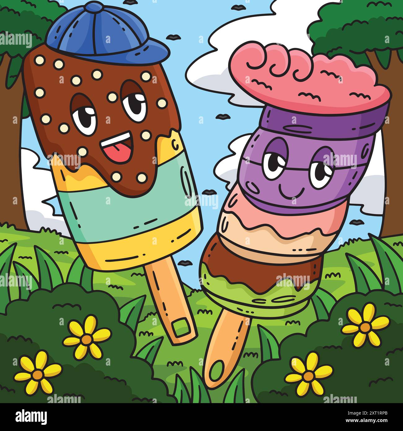 Popsicle Twisted Ice Cream Colored Cartoon Stock Vector Image & Art - Alamy