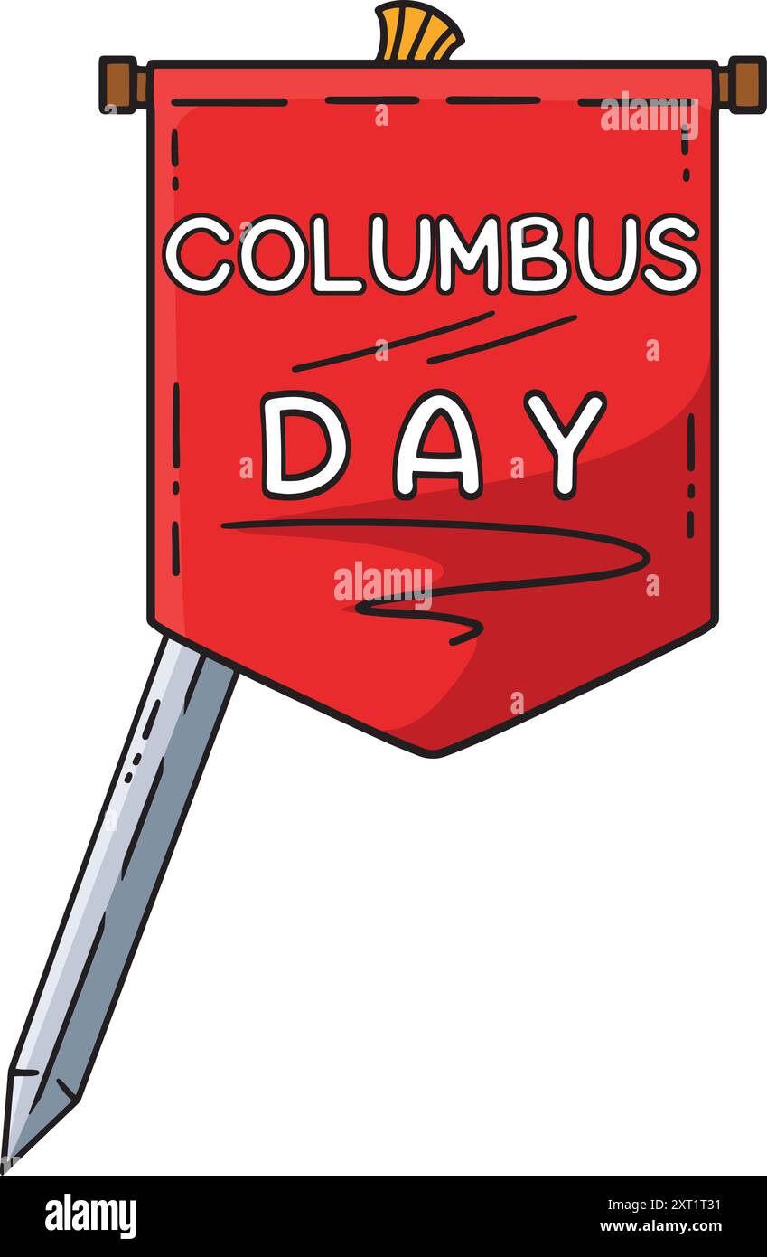Columbus Day with a Flag Cartoon Colored Clipart Stock Vector Image ...