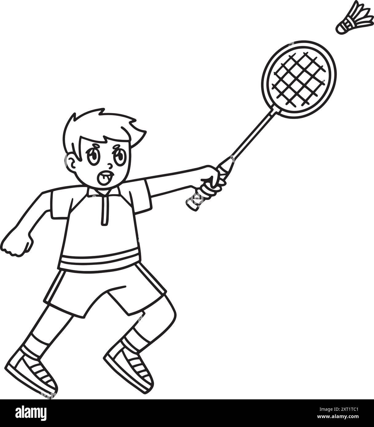 Badminton Player Hit Shuttlecock Isolated Coloring Stock Vector Image ...