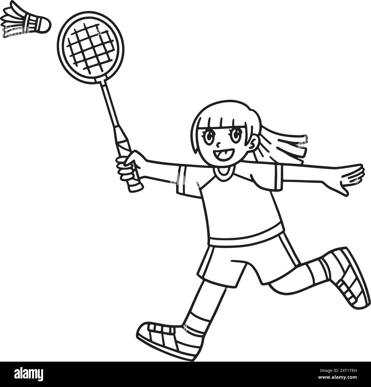 Badminton Player Hit Shuttlecock Isolated Coloring Stock Vector Image ...
