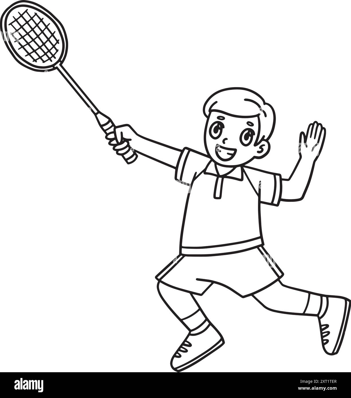 Badminton Player Jumping with Racket Isolated Stock Vector Image & Art ...