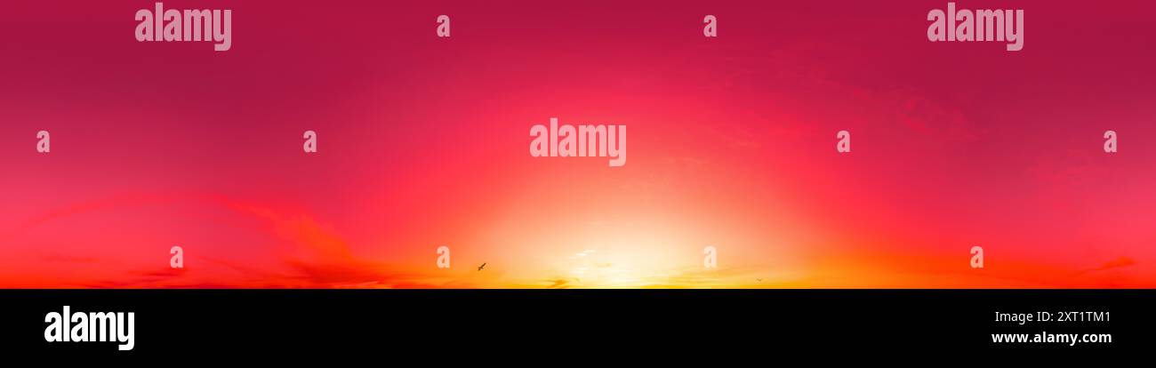 Golden glowing red orange overcast sunset sky 360 hdr panorama ...