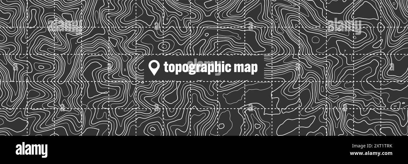 Topographic map with contour lines. Geographic terrain grid, relief height elevation. Ground ...