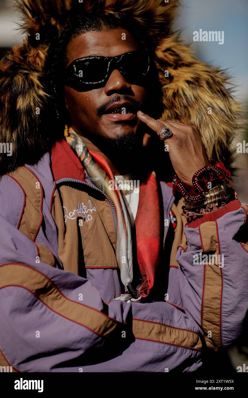 Street style, Smino arriving at Kidsuper Spring Summer 2025 menswear ...