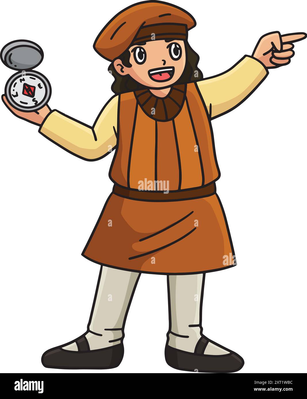 Columbus Day Explorer with Compass Cartoon Clipart Stock Vector Image ...