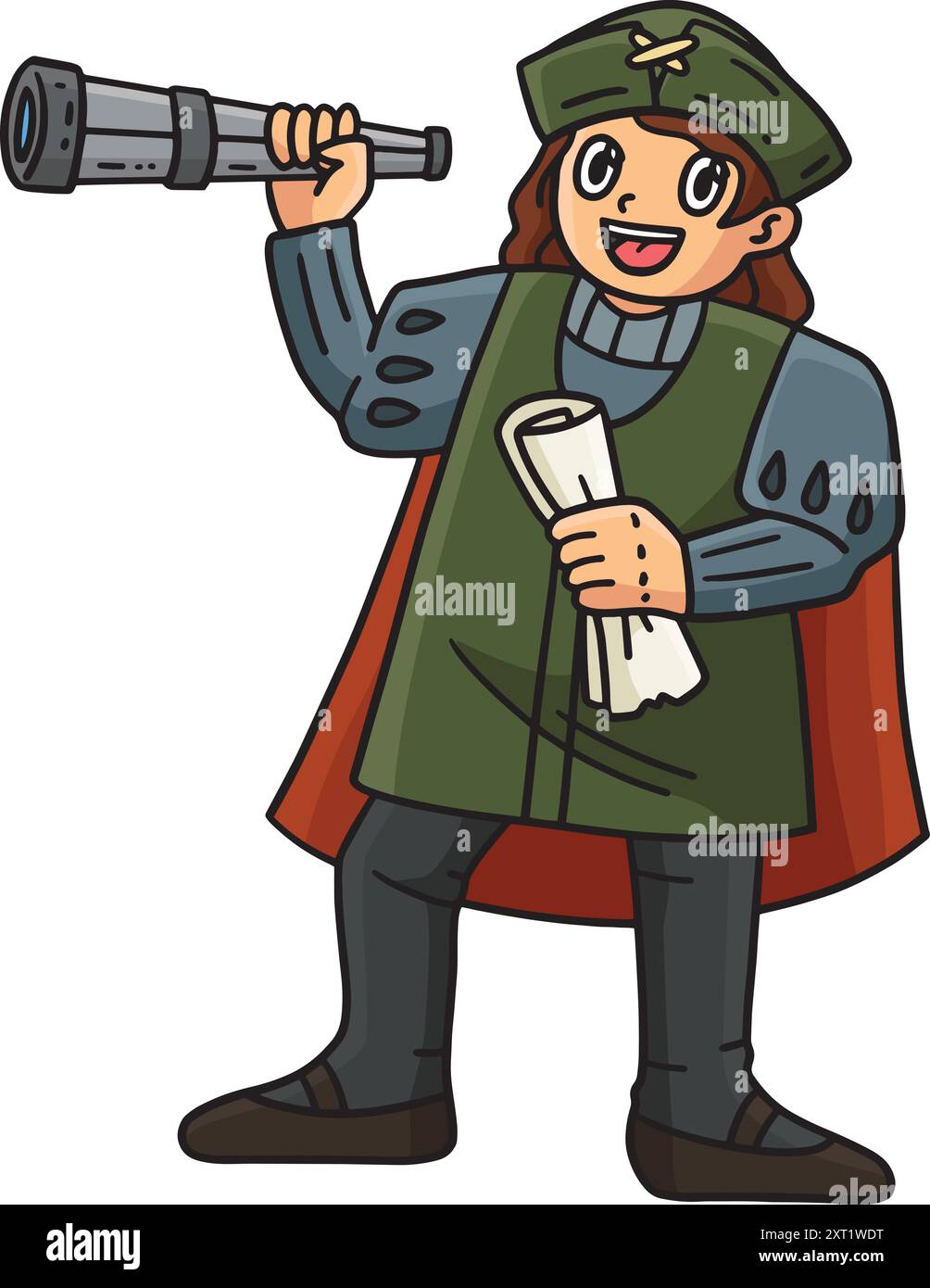 Columbus Day Man with Scroll Telescope Clipart Stock Vector Image & Art ...