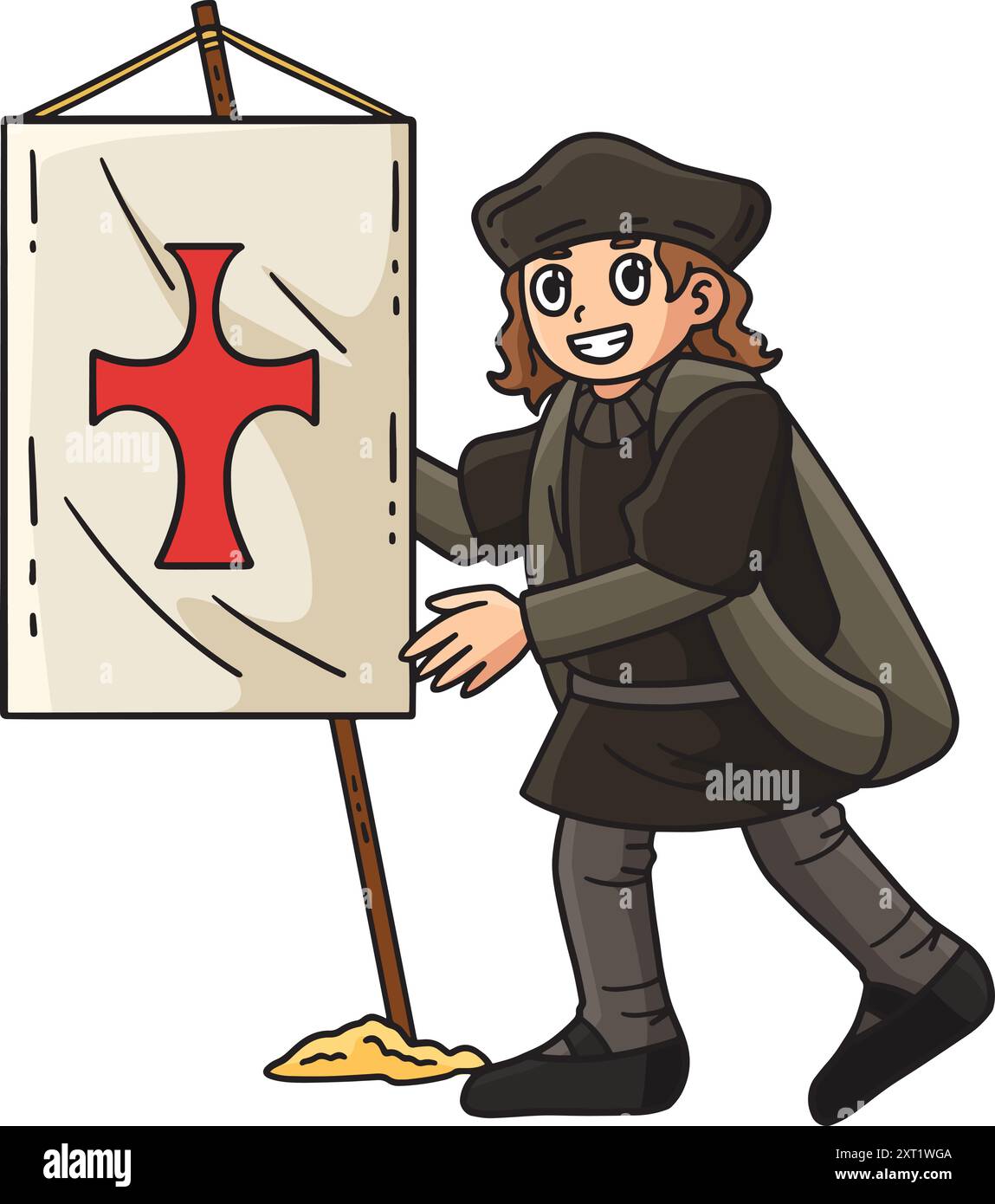 Columbus Day Explorer Planting a Flag Clipart Stock Vector Image & Art ...