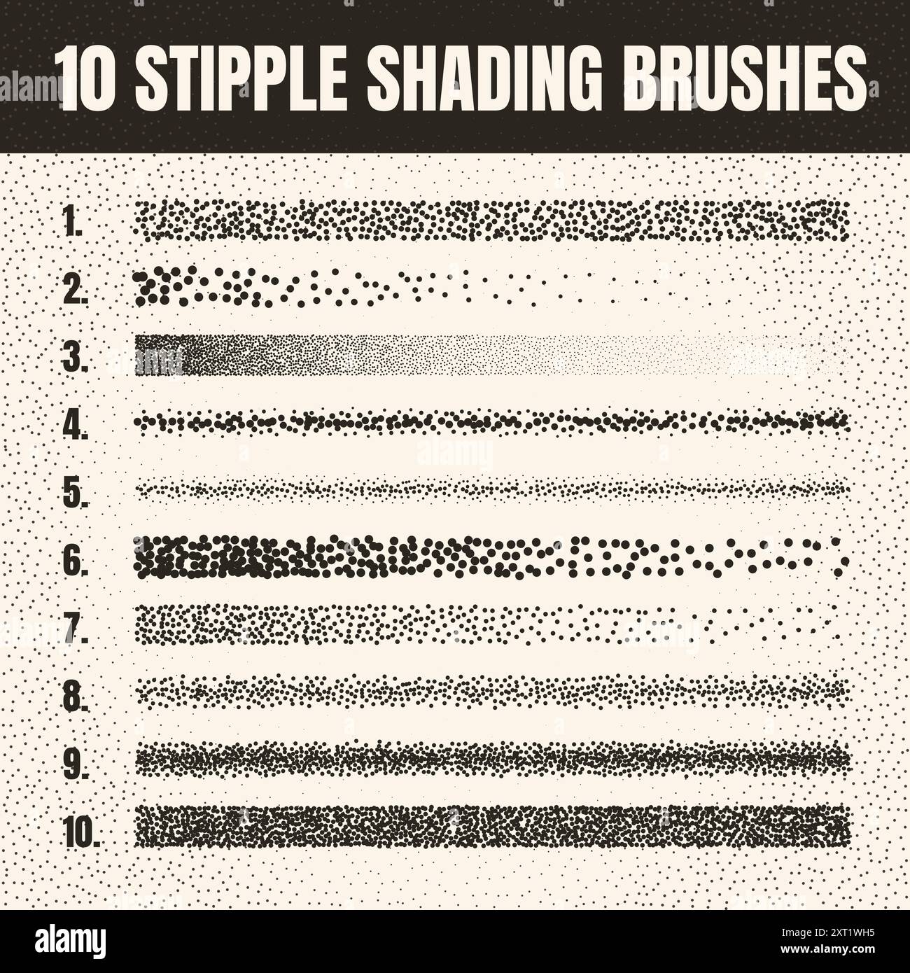 Stipple scatter brush, ink drawing and texturing. Fading gradient ...