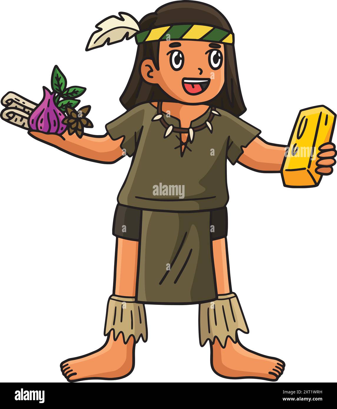 Columbus Day Native Man Spices and Gold Clipart Stock Vector Image ...