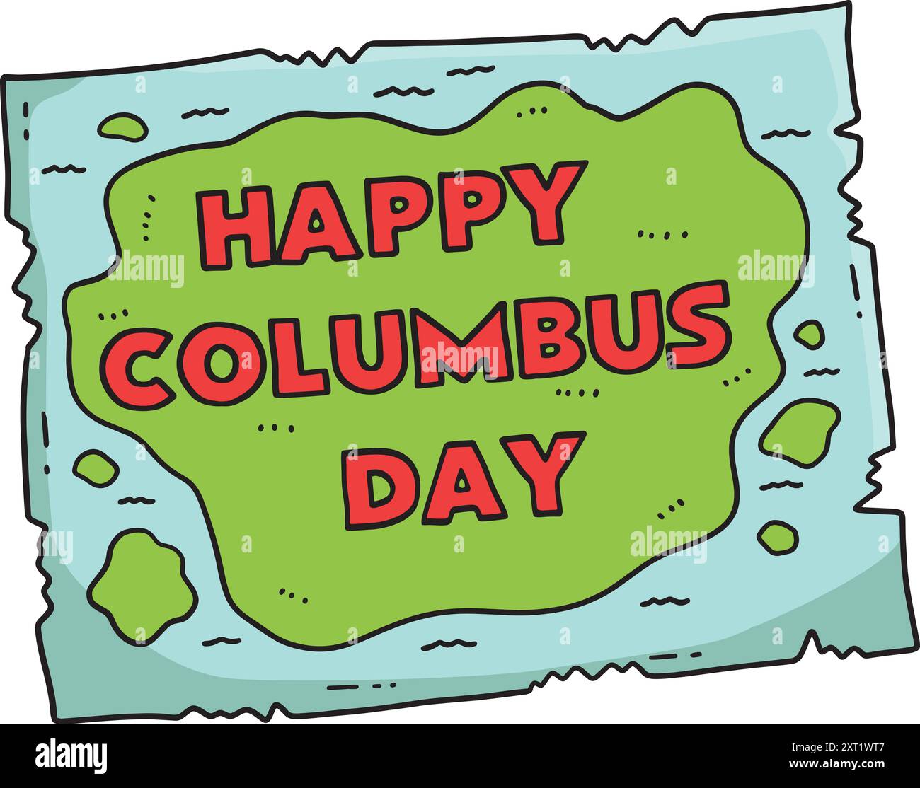Happy Columbus Day on Map Cartoon Colored Clipart Stock Vector Image ...