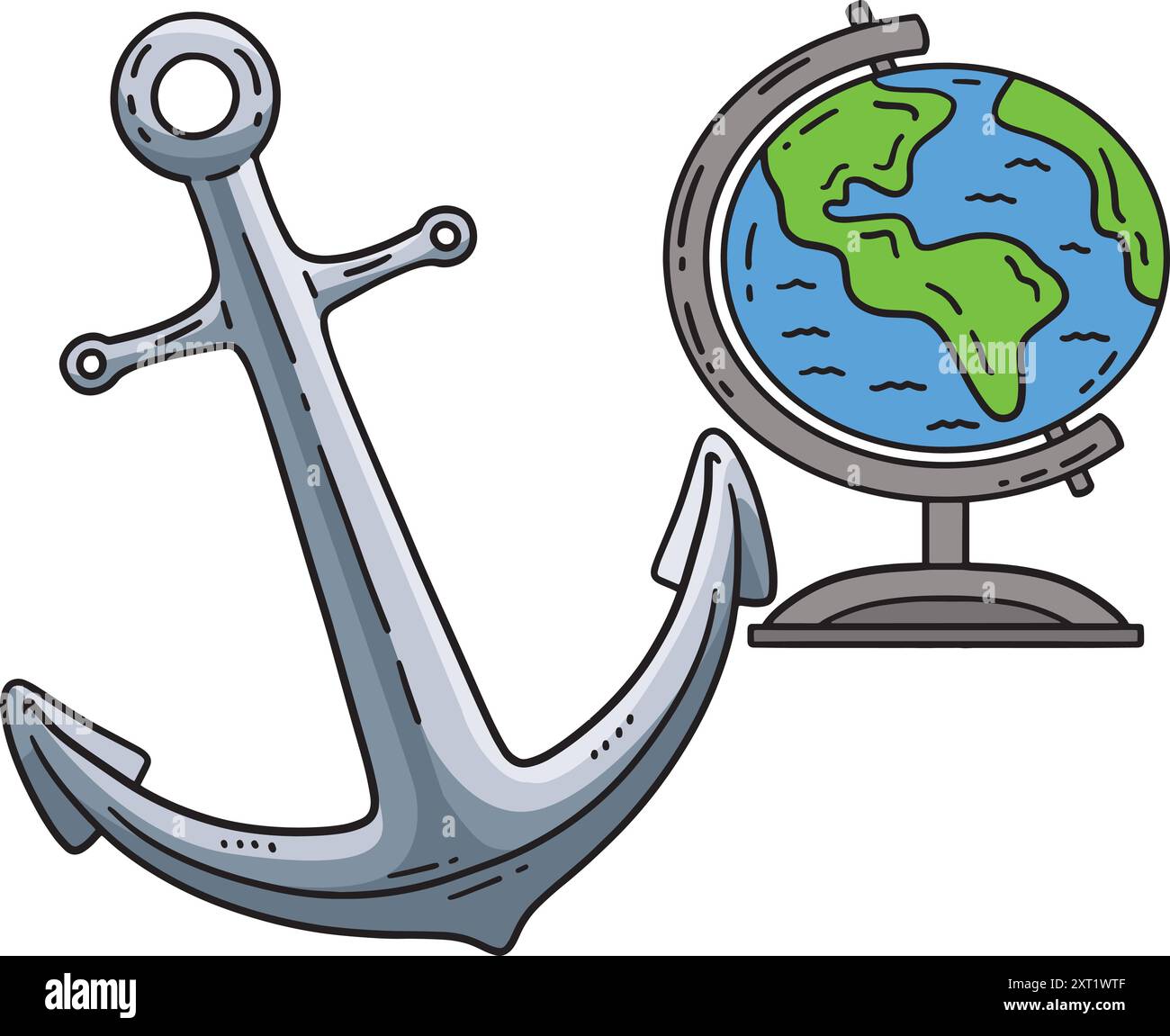 Anchor and Globe Cartoon Colored Clipart Stock Vector Image & Art - Alamy