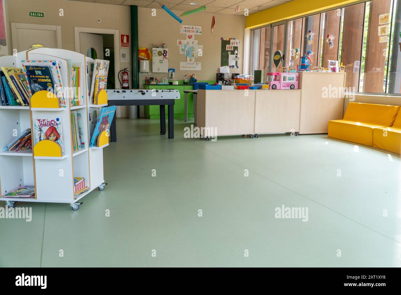 Empty scholar library area with sofa and activities space Stock Photo ...