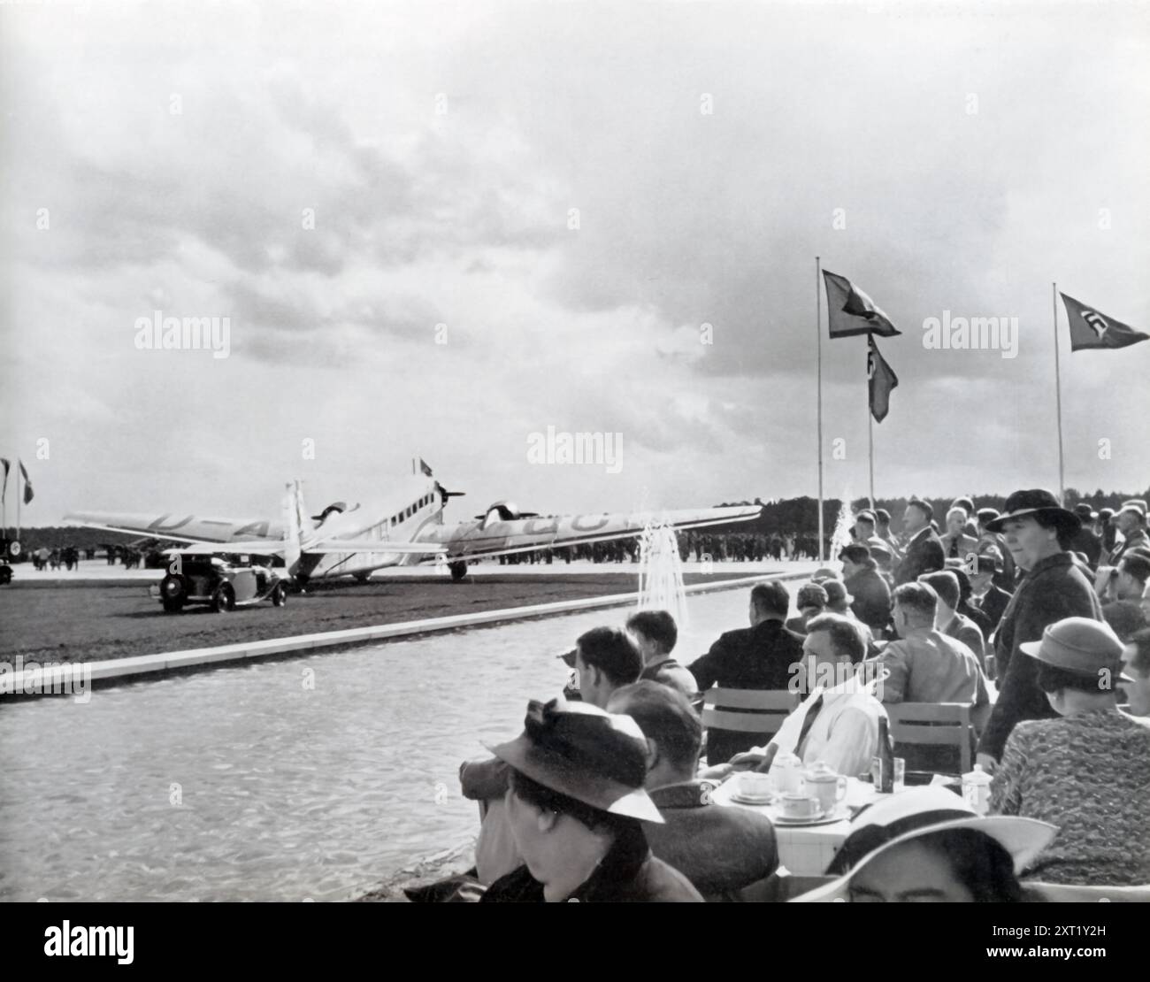 A photograph captures a Nazi celebration of aviation at the Frankfurt ...