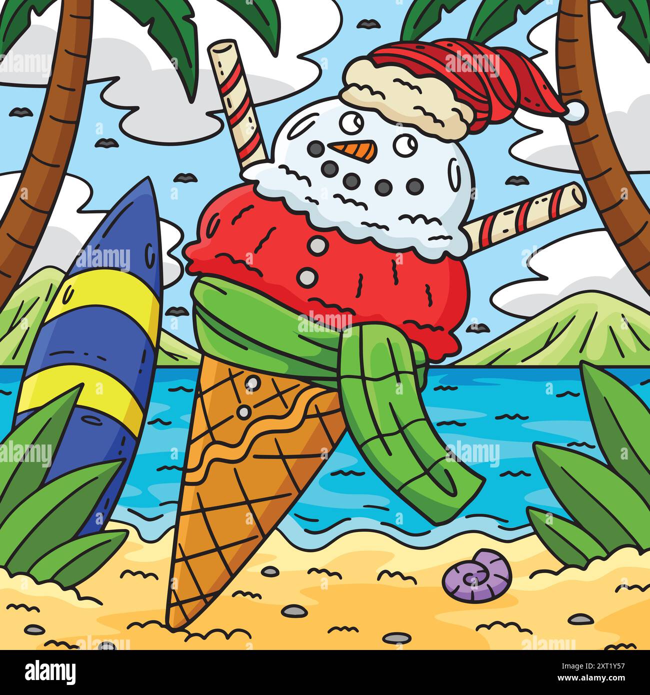 Ice Cream Snowman Cone Colored Cartoon Stock Vector Image & Art - Alamy