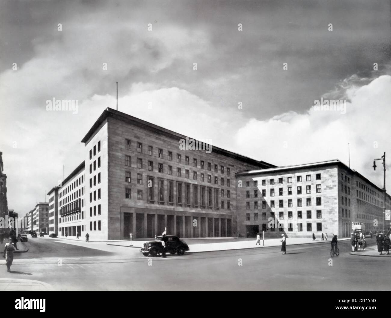 The photograph shows the imposing facades of the new Reich Air Ministry ...