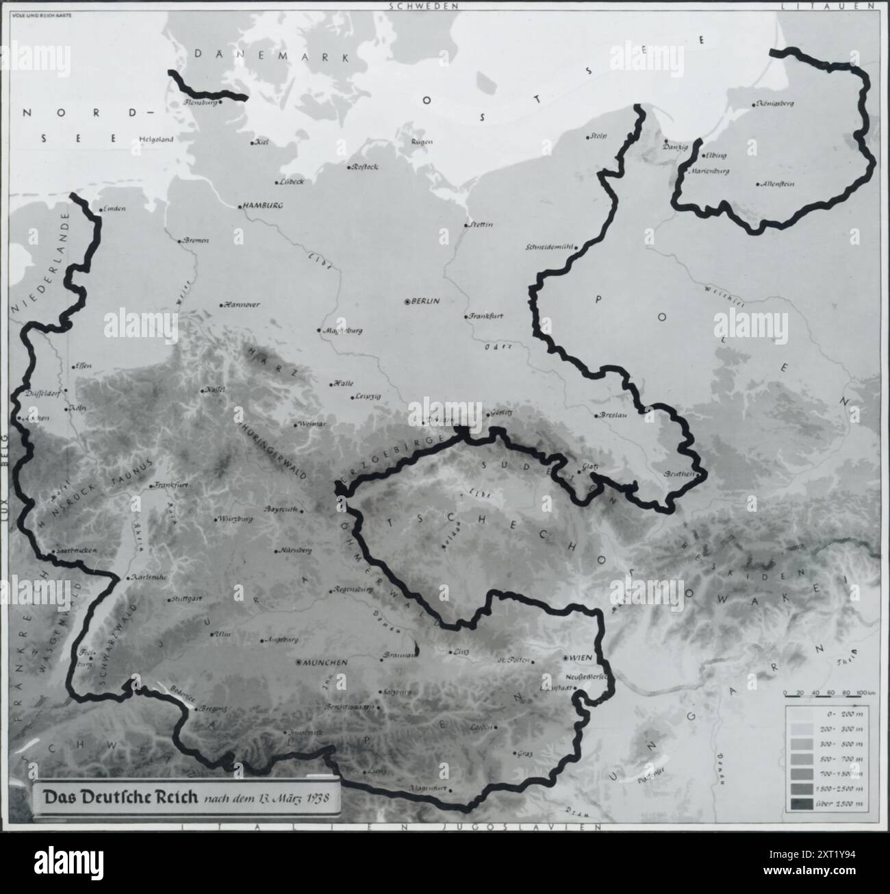 The map shows the territorial expanse of Nazi Germany, which, at the ...