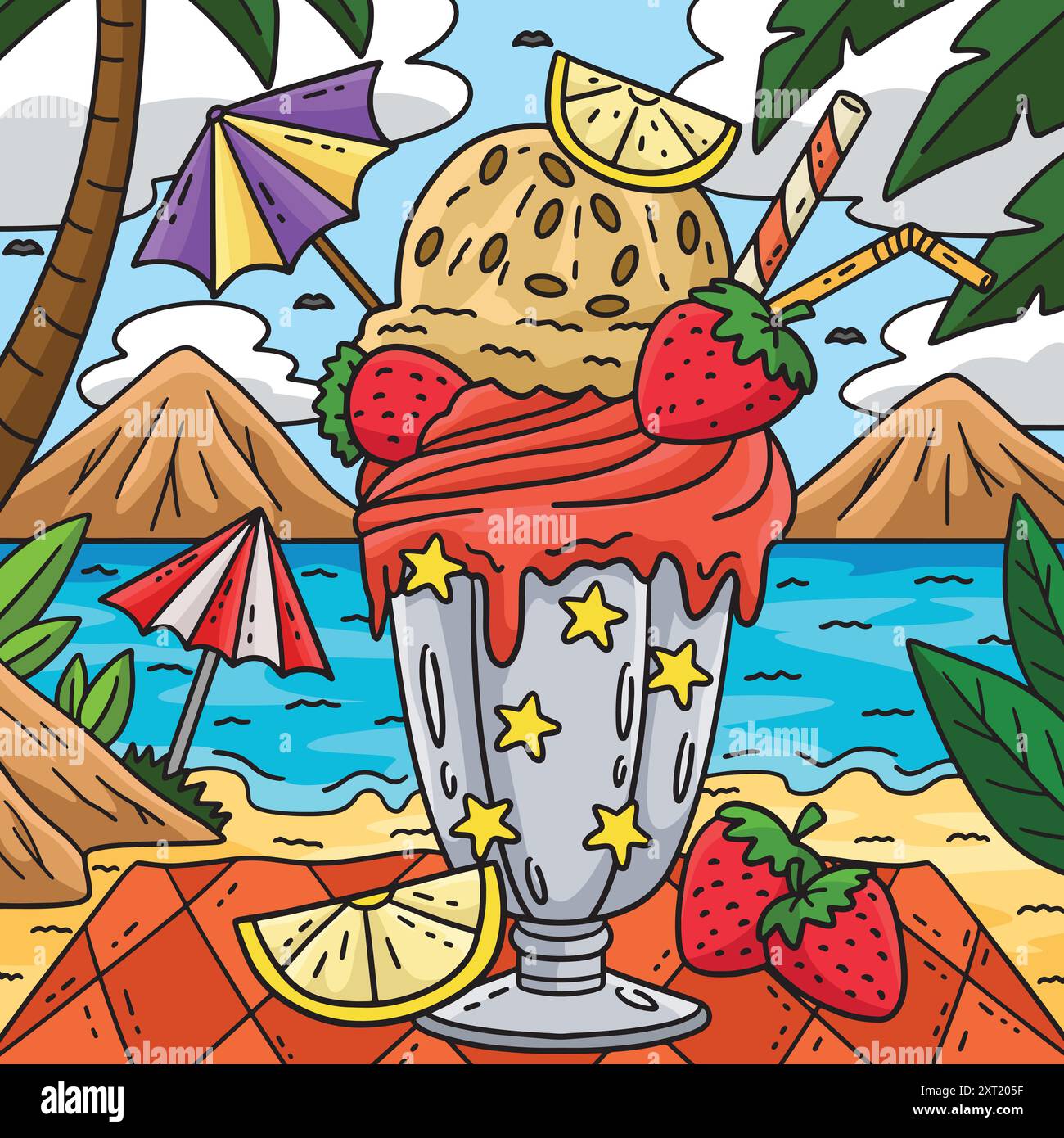 Ice Cream Shake Colored Cartoon Illustration Stock Vector Image & Art ...