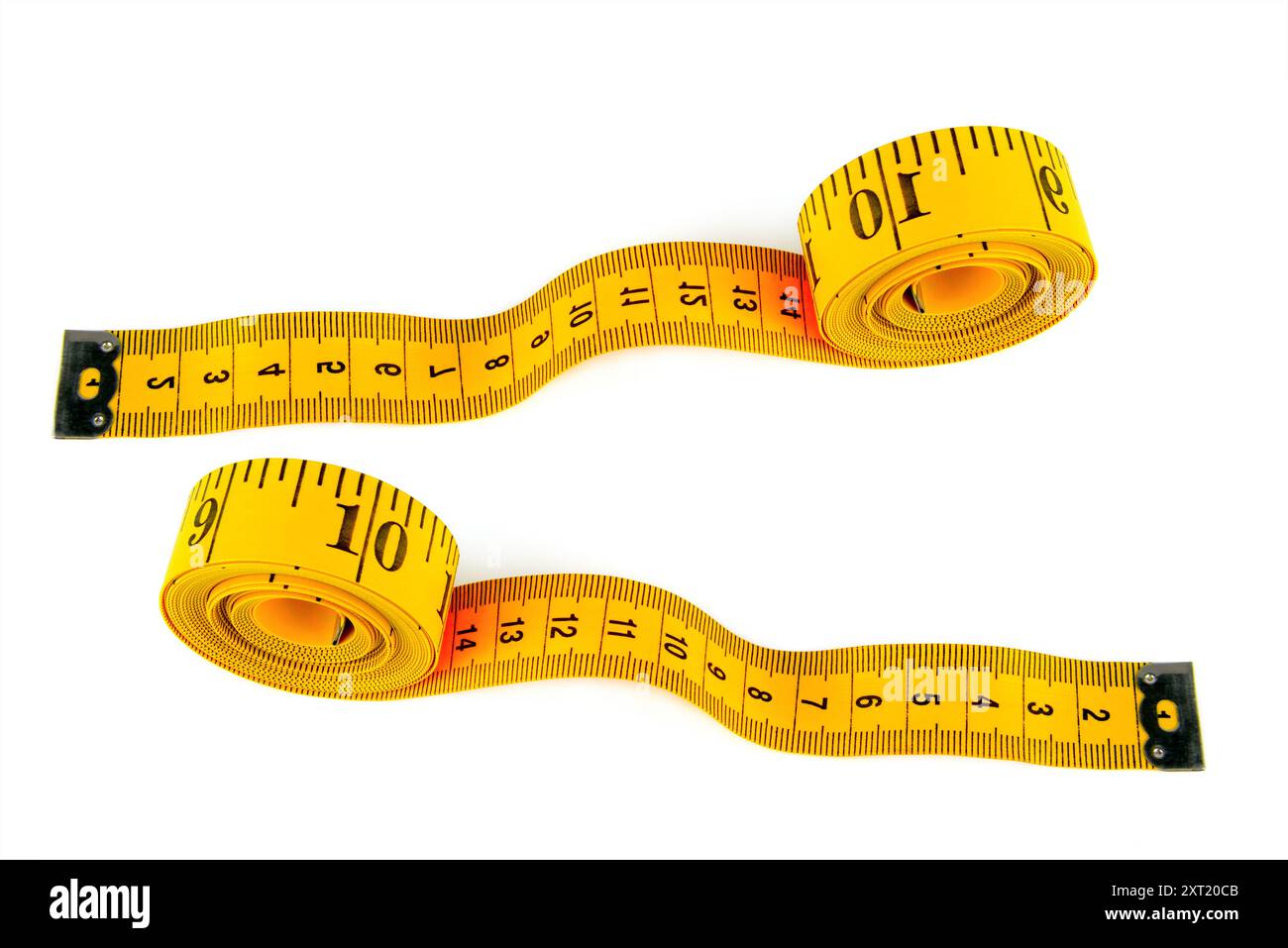 Sewing measuring tapes isolated on white background. Collage Stock ...