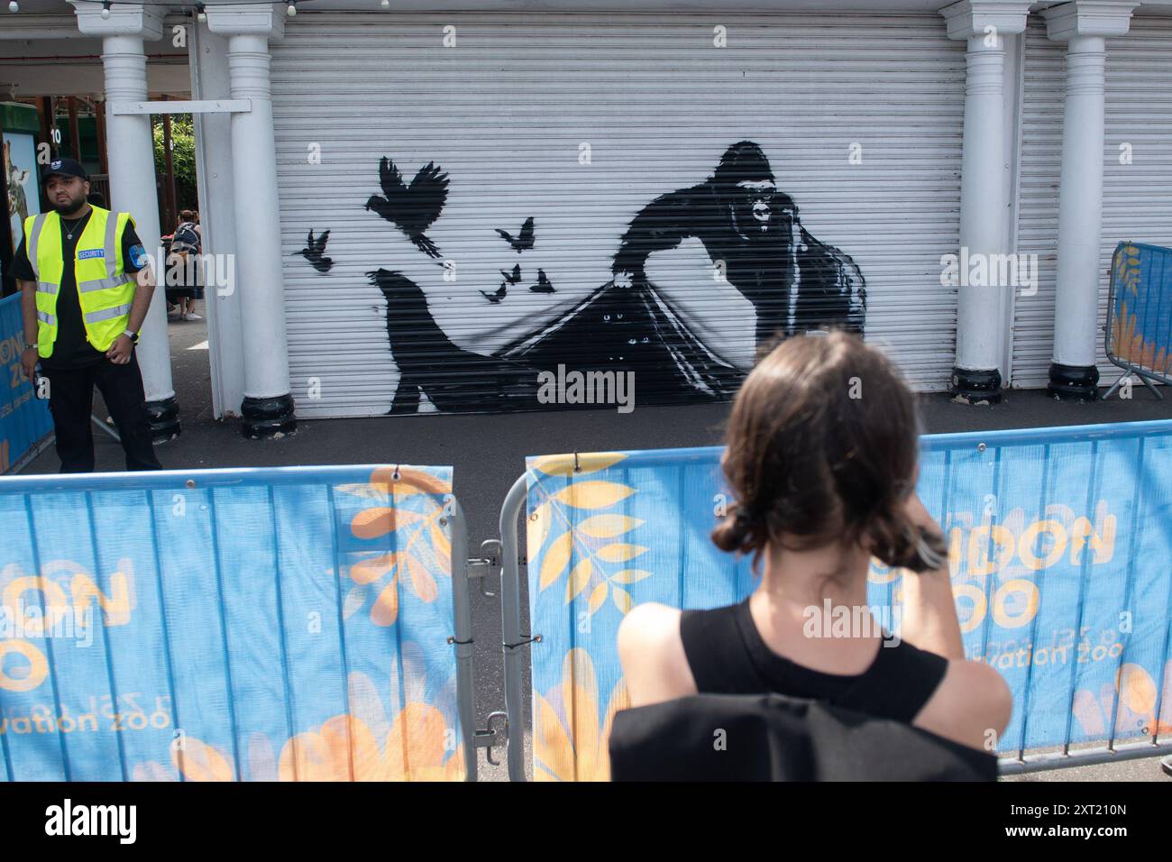 London, UK. 13 Aug 2024. People take photos of Street artist Banksy's ...