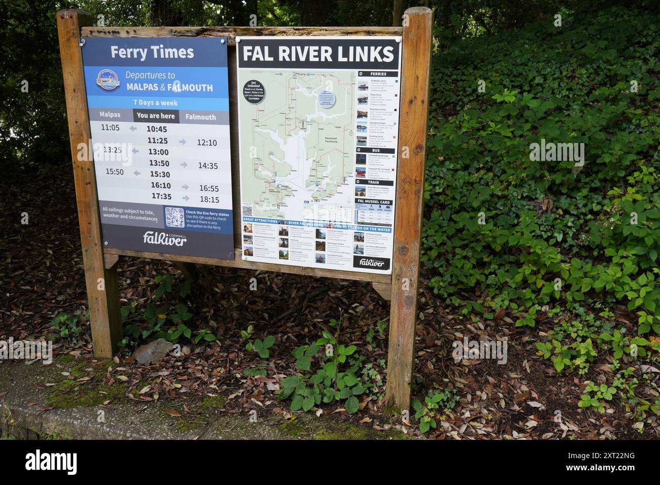 The timetable and notice board for The King Harry Ferry Stock Photo - Alamy