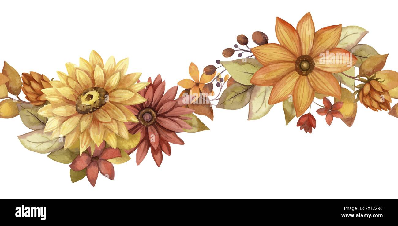 Autumn Flower Border Clip Art