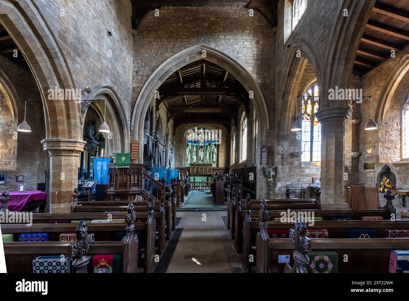 The interior of Saint Mary the Vrgin church at Great Brington ...