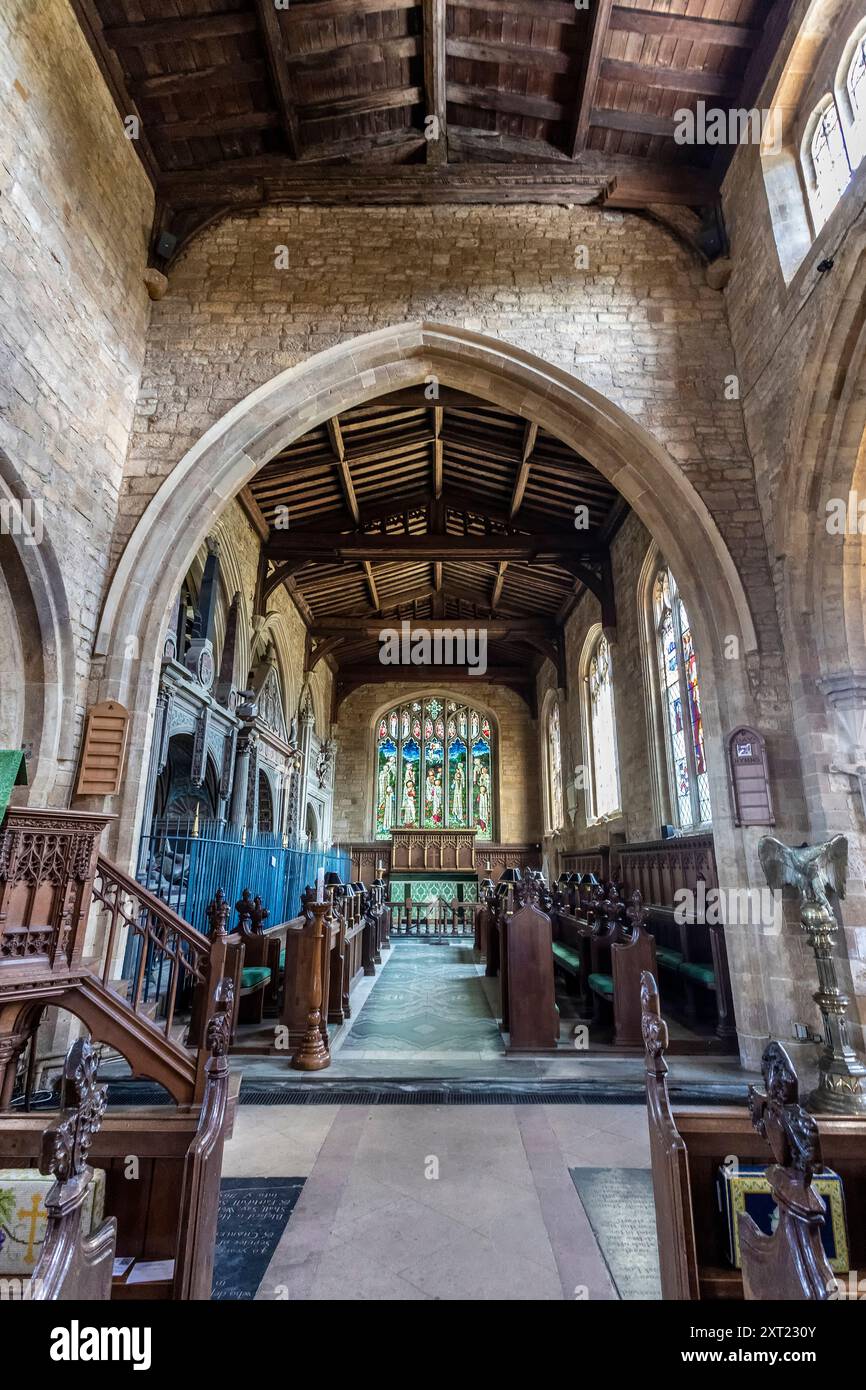 The interior of Saint Mary the Vrgin church at Great Brington ...