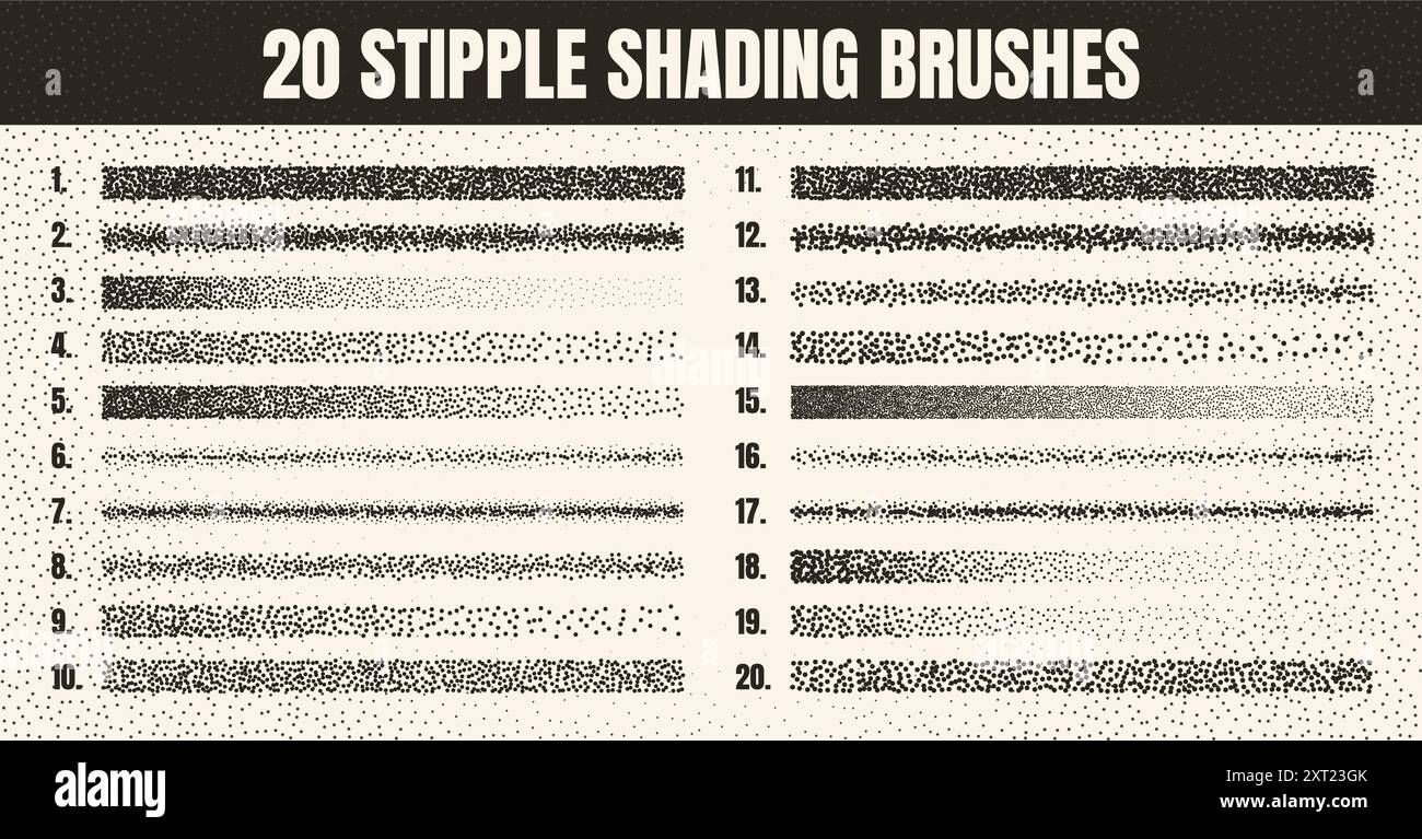 Stipple scatter brush, ink drawing and texturing. Fading gradient ...