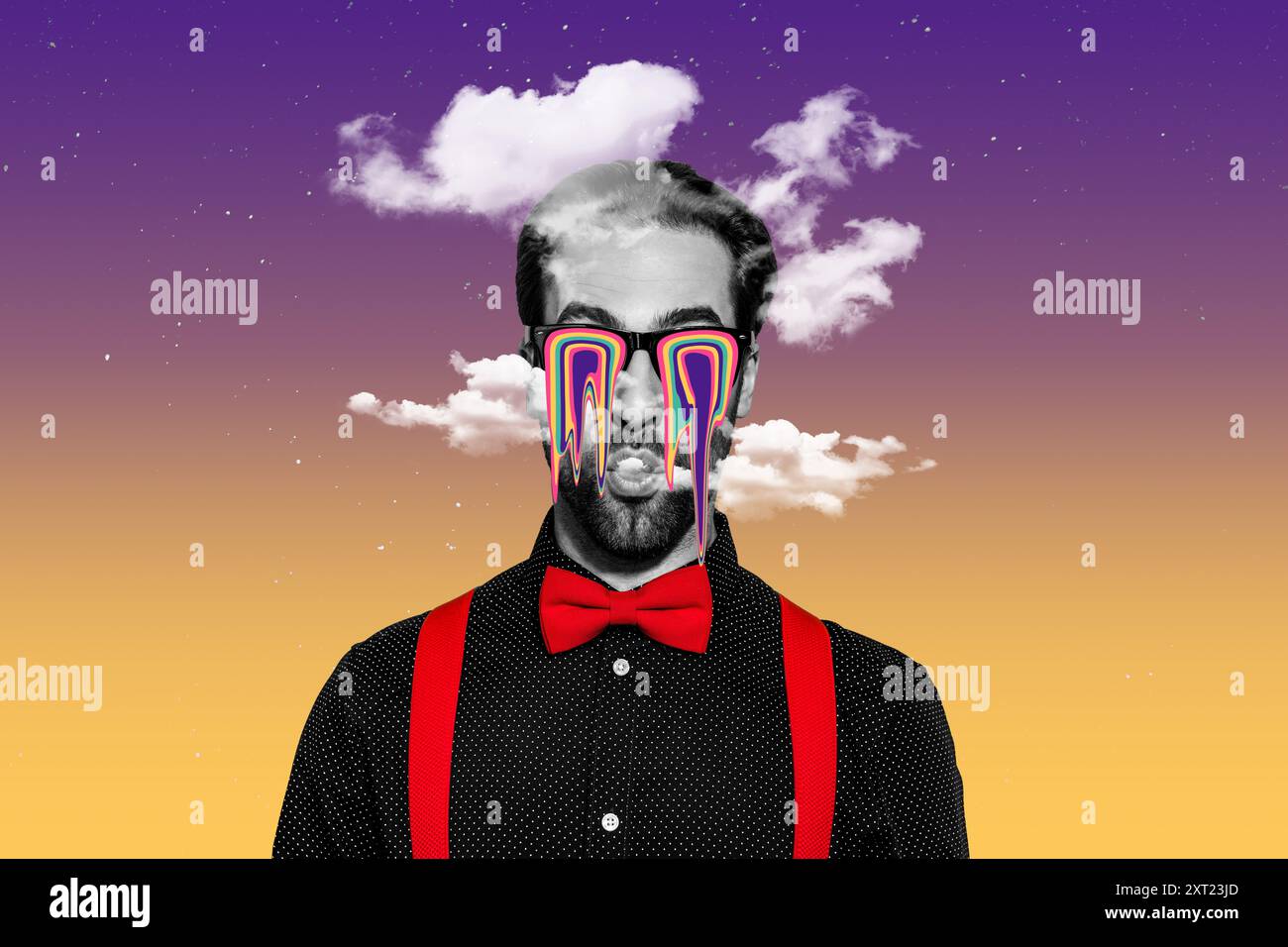 Composite collage image of surreal painting artwork man gentleman ...