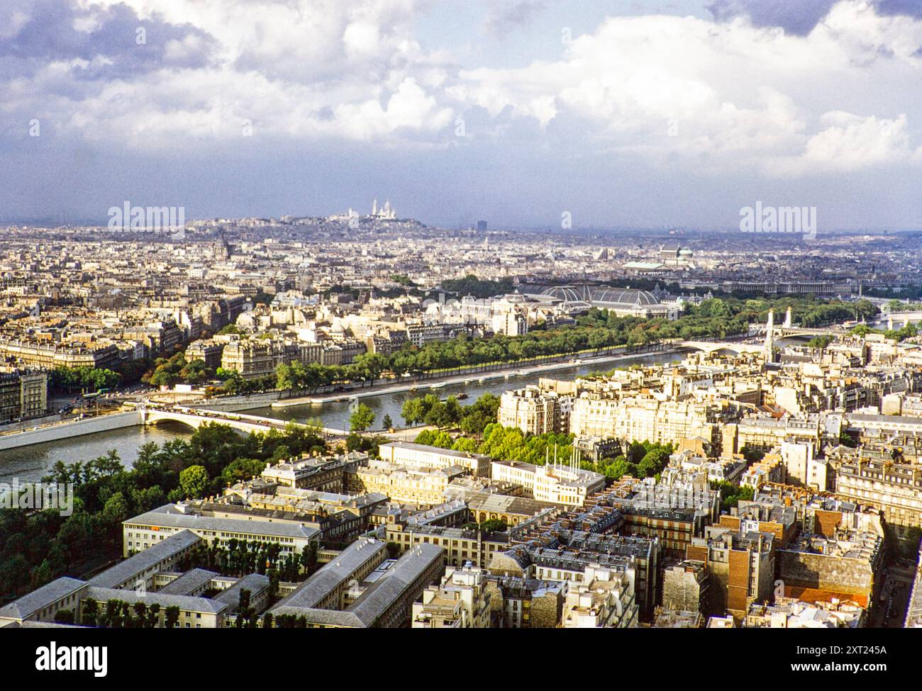 View over city centre and River Seine, Paris, France 1956 Stock Photo ...