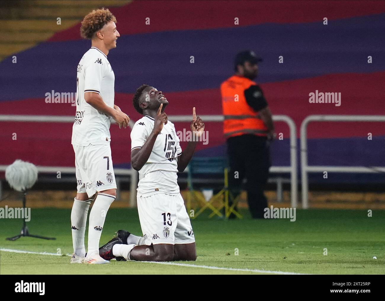 Christian Mawissa of AS Monaco FC celebrates after scoring goal during ...