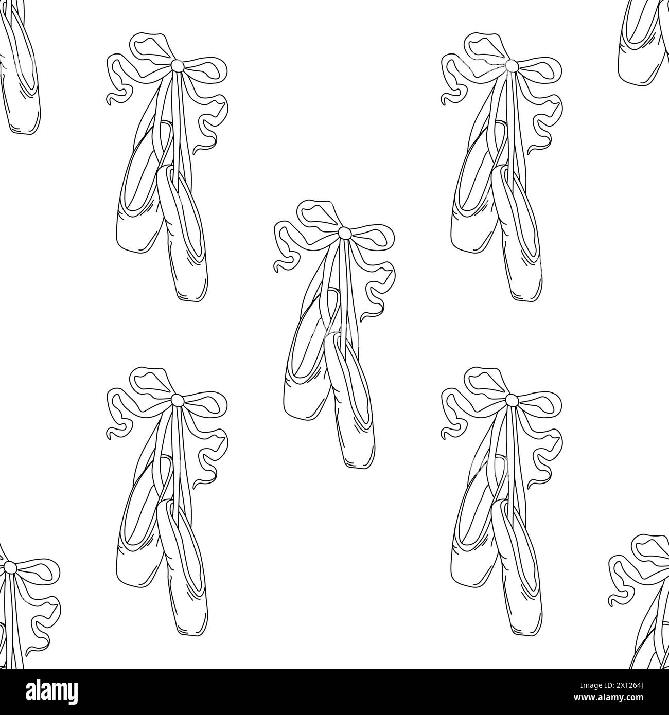 Seamless pattern pointe shoes with bow. Female ballet slippers for ...
