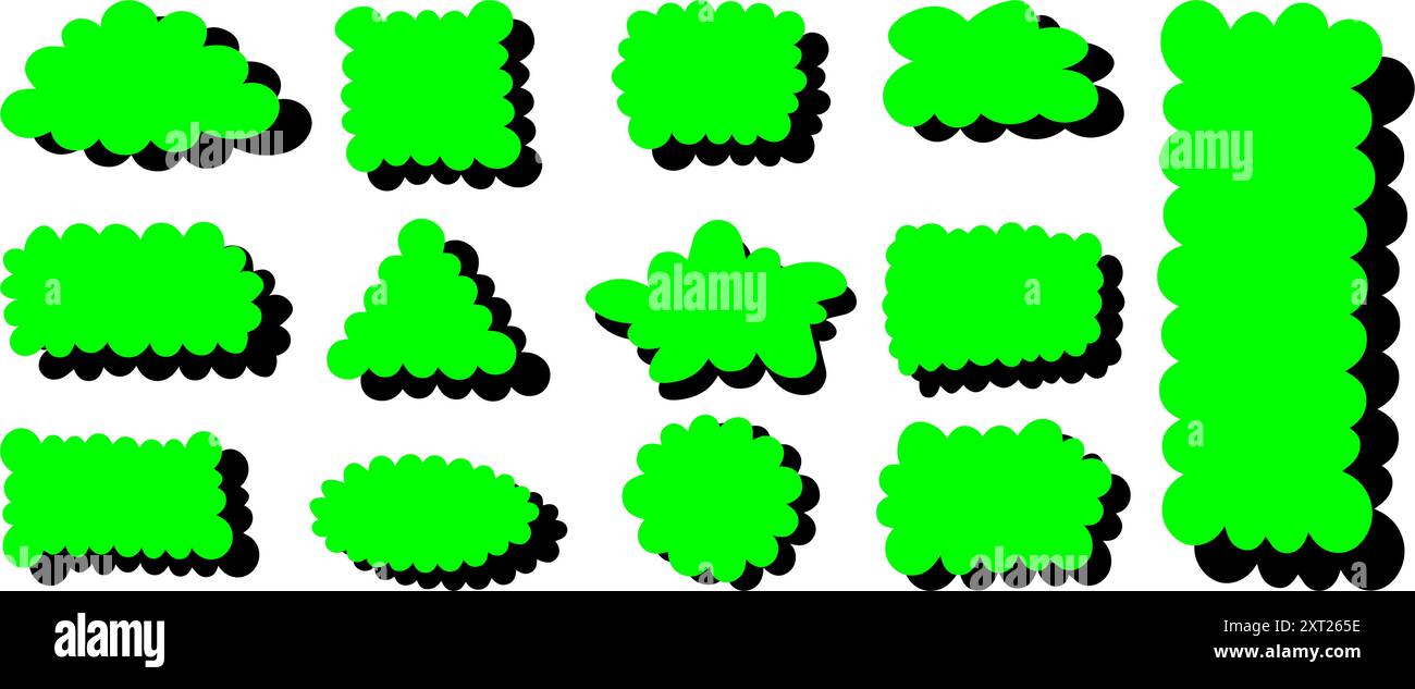 Set of scallop edge frames. Colored text box with frill. Blank speech ...