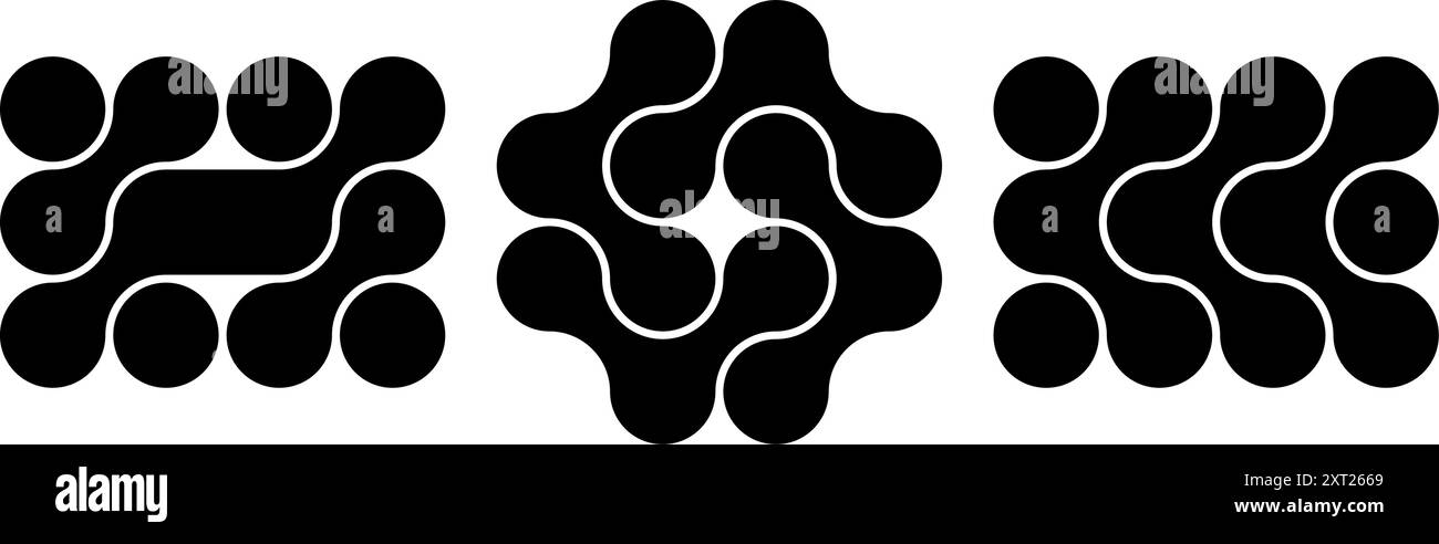 Set Of Connected Black Dots Transition Metaballs Integration Symbol Circles Pattern Vector