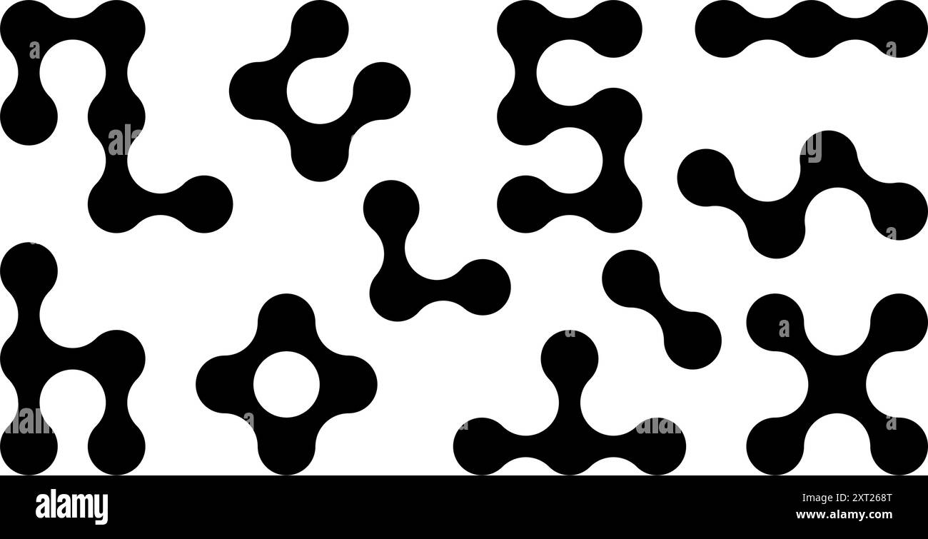 Set of connected black dots. Transition metaballs. Integration symbol ...