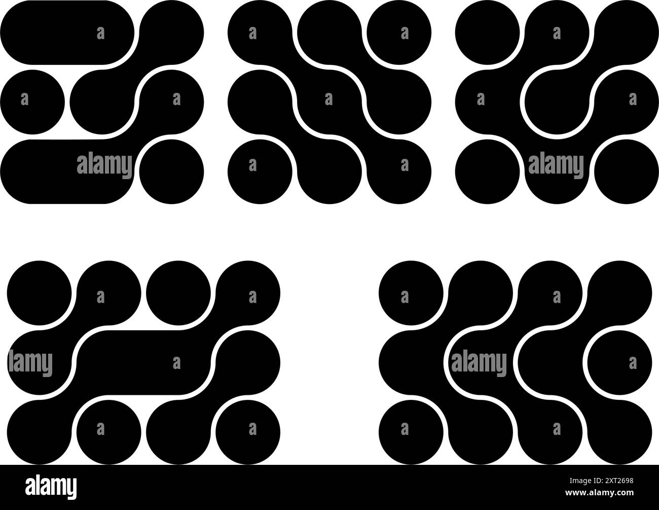 Set Of Connected Black Dots Transition Metaballs Integration Symbol Circles Pattern Vector
