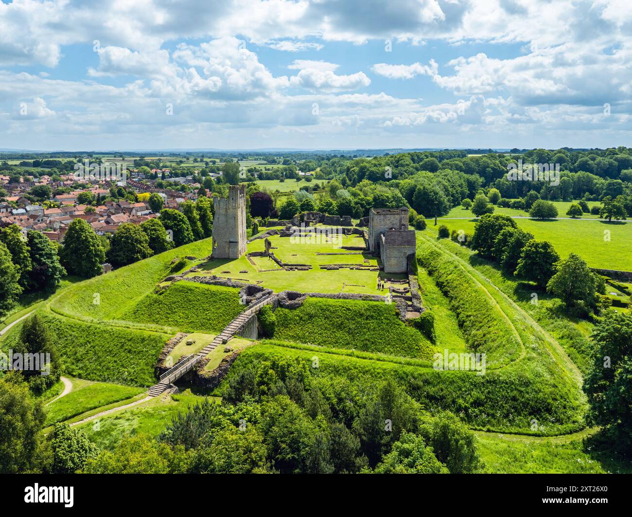 Helmsley Castle from a drone, North York Moors National Park, North ...