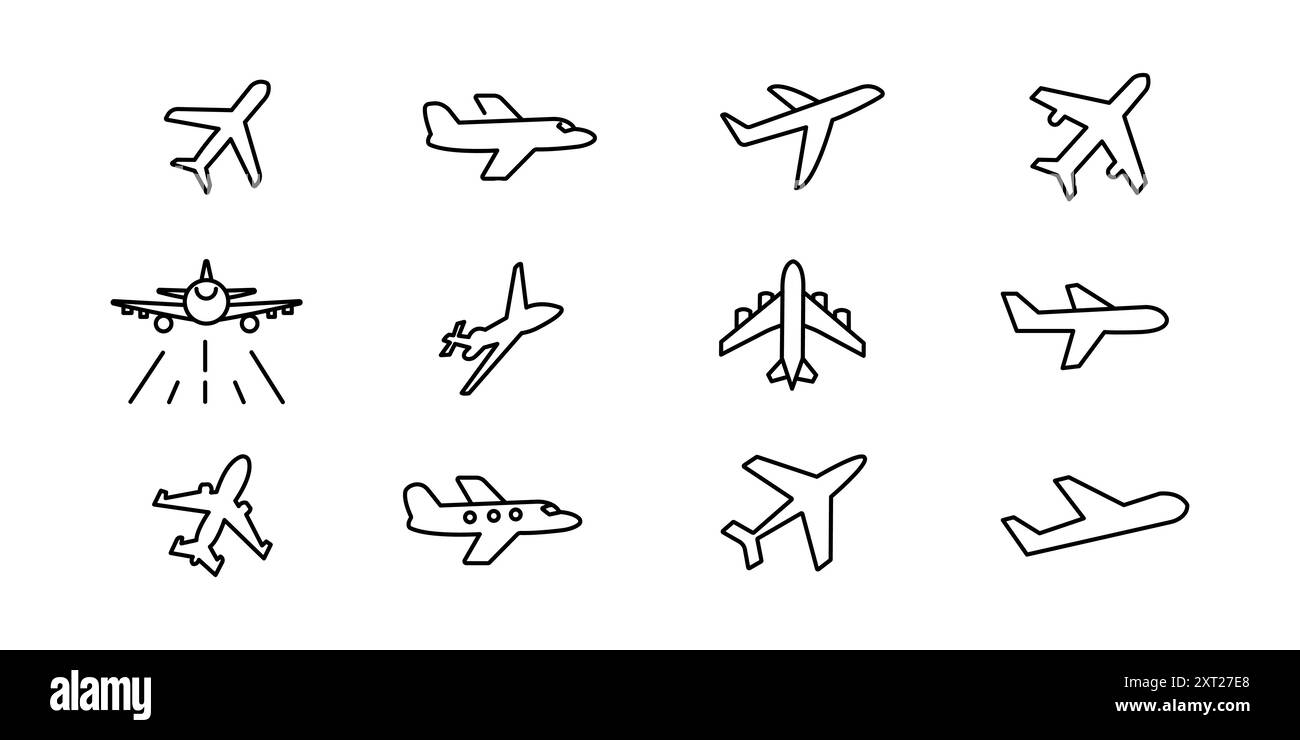 Plane icon set. Flight transport symbol. Airplane icon vector. Travel ...
