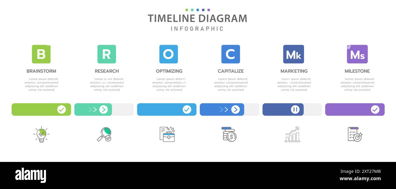 Infographic template for business. 6 Topic Steps modern Timeline ...