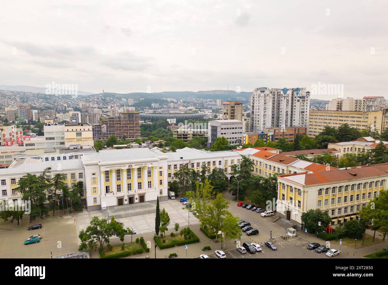 Tbilisi, Georgia - 9th august, 2024: aerial panning view Georgian ...