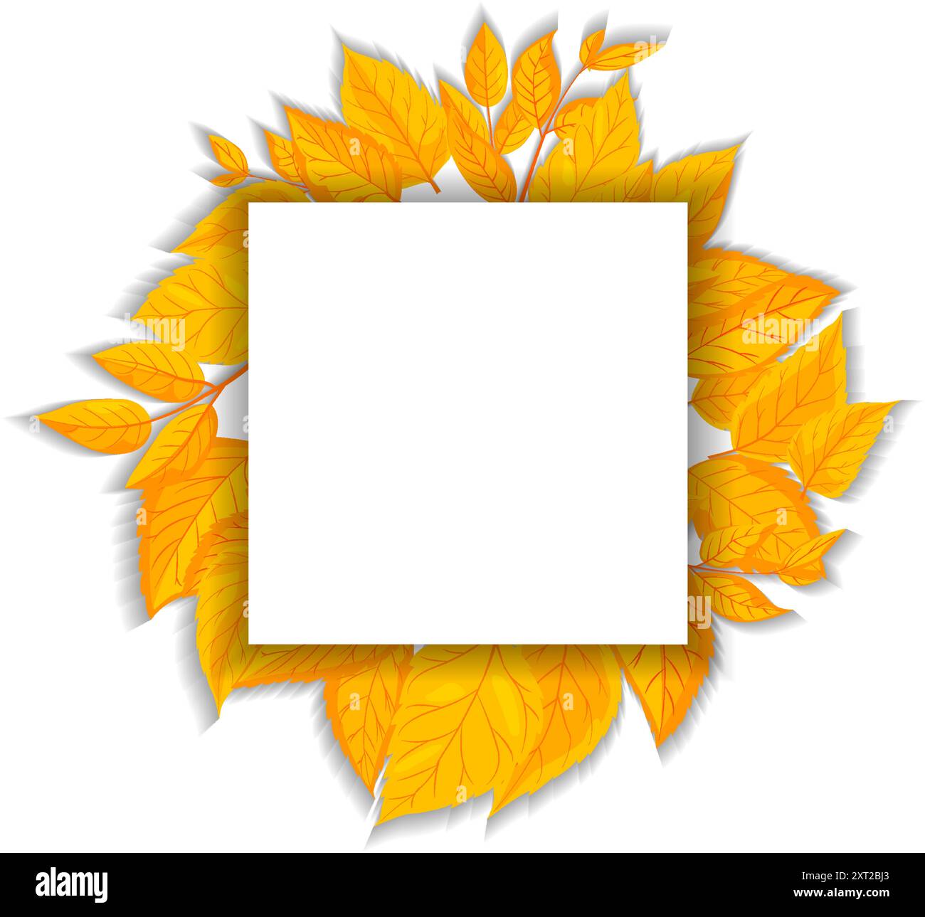 Autumn leaves border design with a blank white square in the center ...