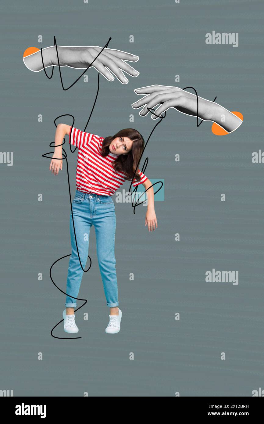 Composite trend artwork photo collage of gray color backdrop hand ...