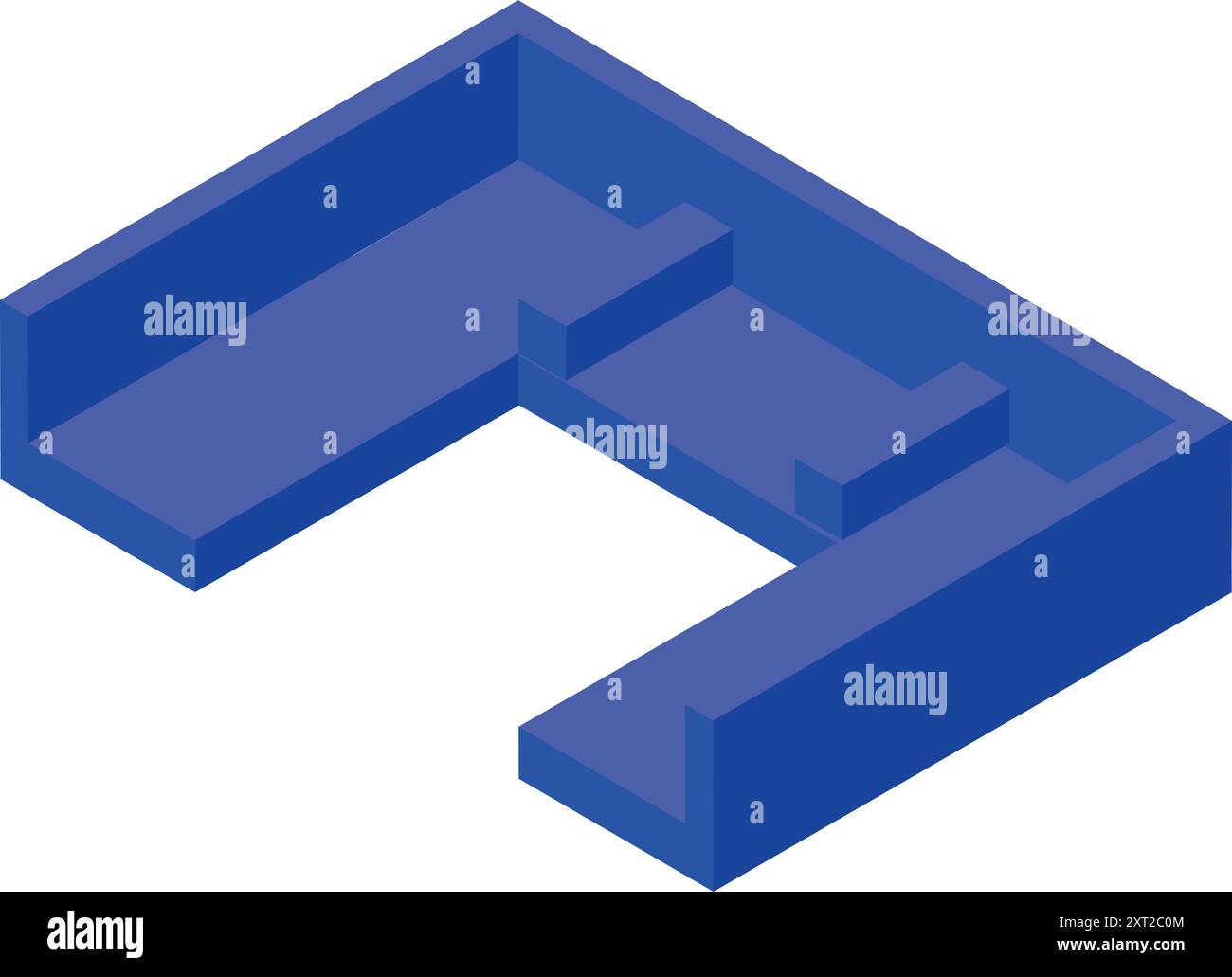 Illustration of a blue swimming pool in an isometric view, showing the ...