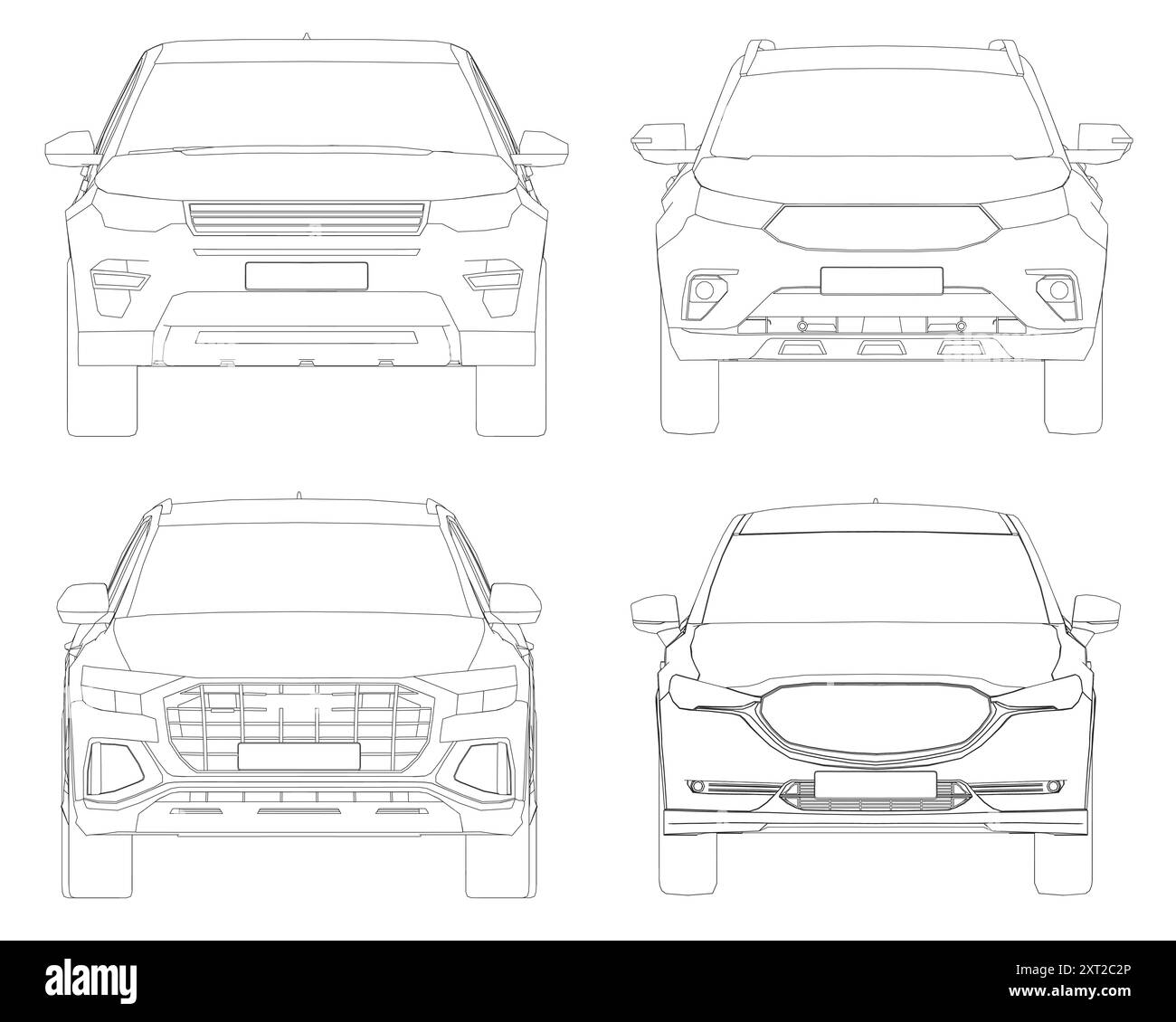 Set of contours different models of cars. Vector flat style ...