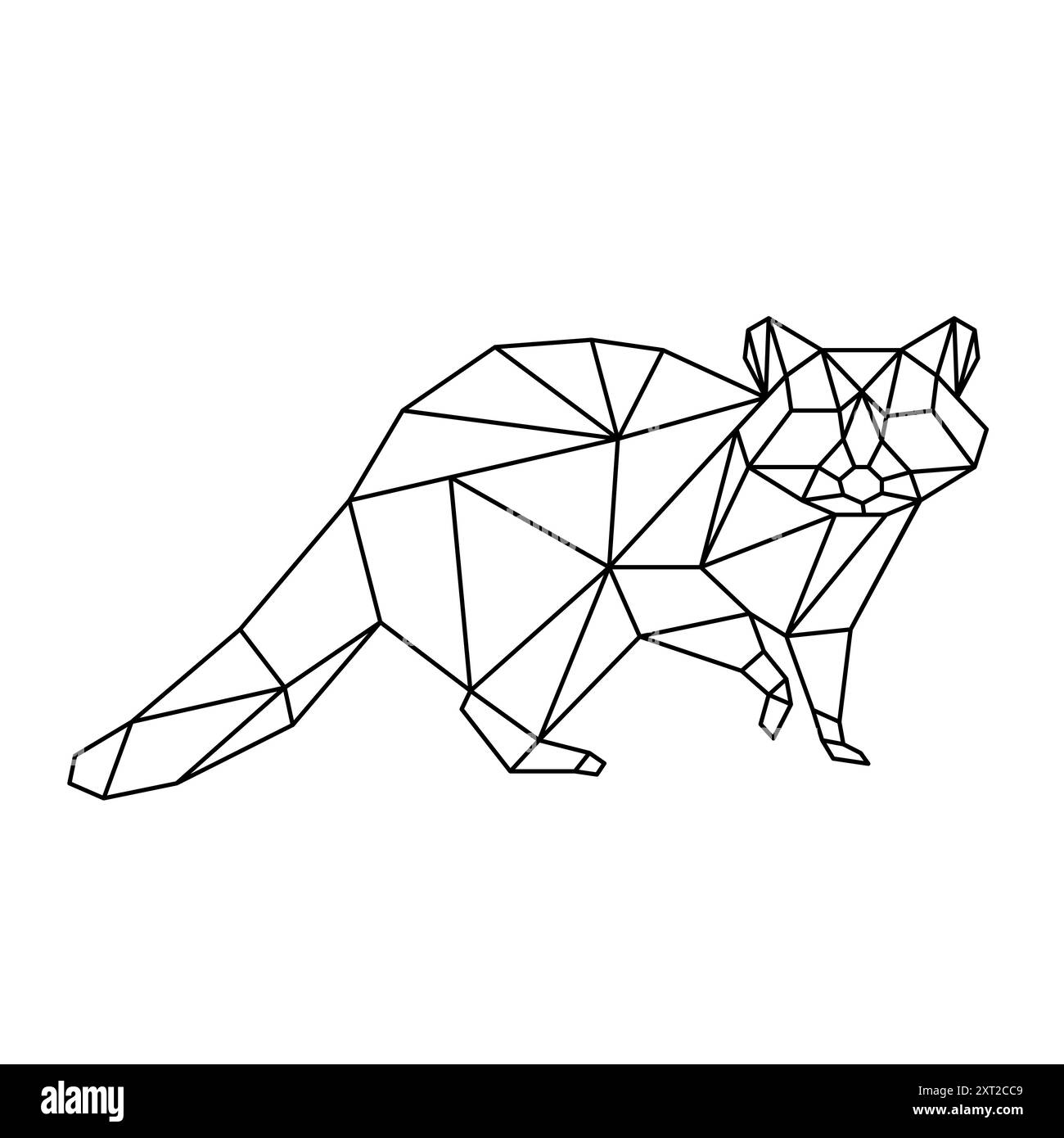 A polygonal line art illustration of a ferret, showing geometric shapes ...