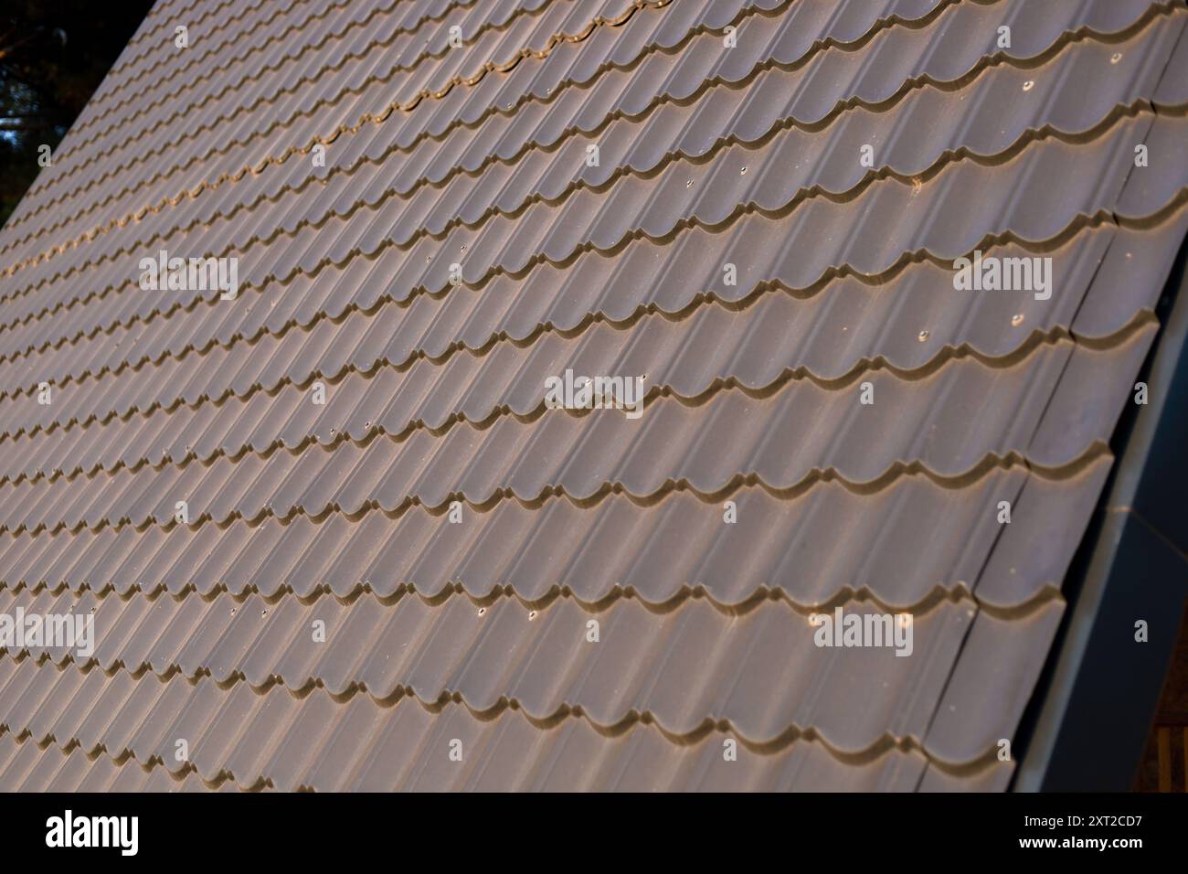 Close-up textured detailed view of roof covering for pitched roof Stock ...