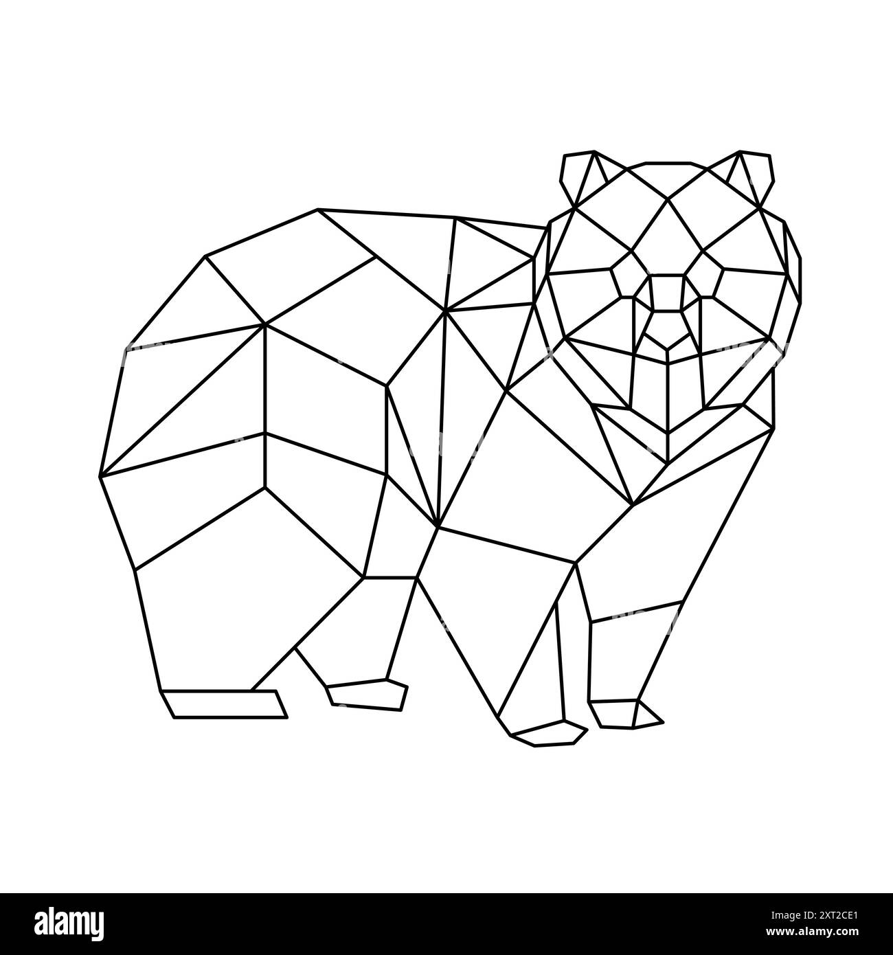 A polygonal line art illustration of a fox, depicting geometric shapes in black lines Stock ...