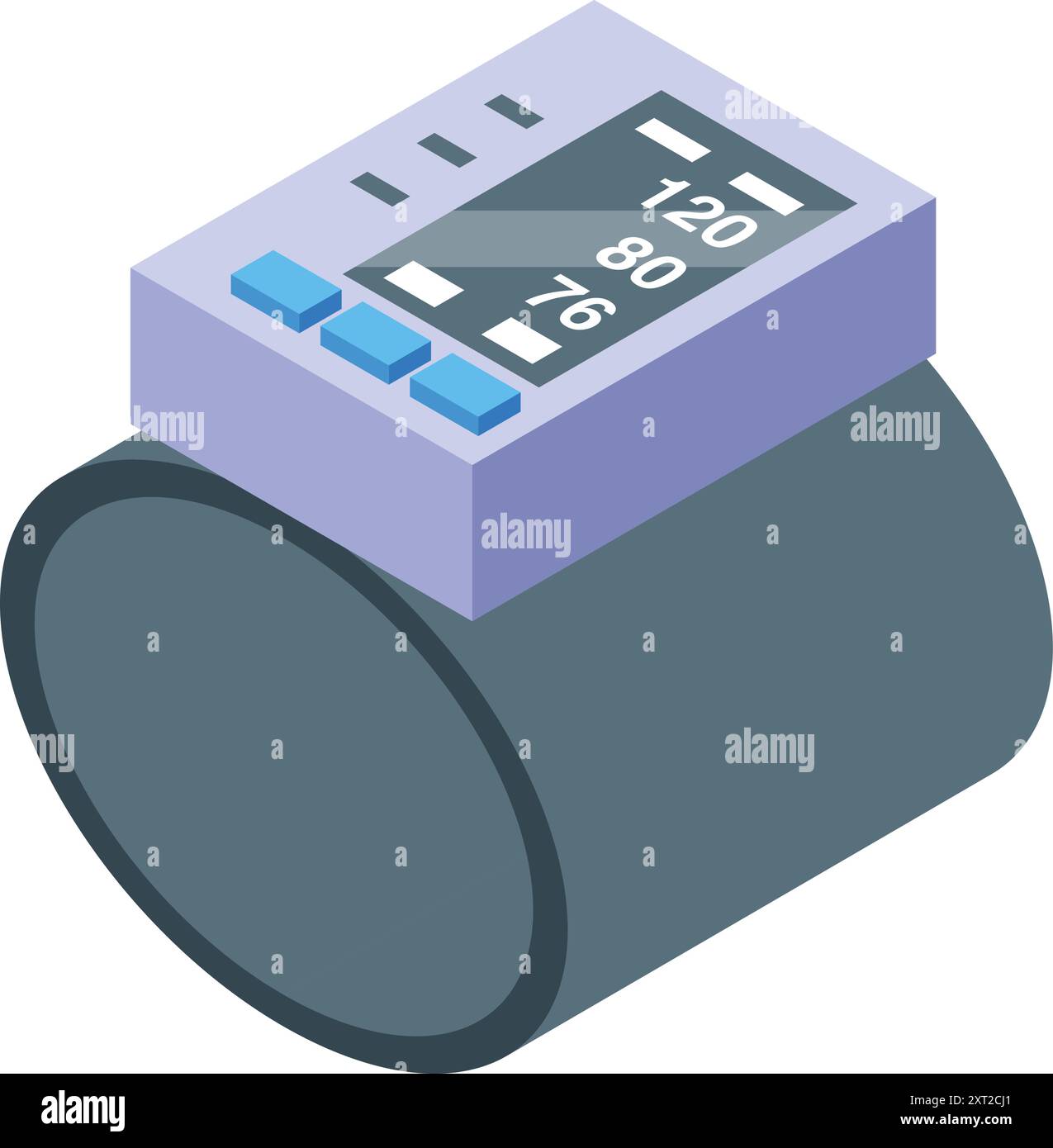 Digital blood pressure monitor displaying blood pressure reading Stock ...