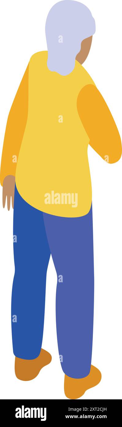 Isometric muslim woman standing looking over her shoulder Stock Vector ...